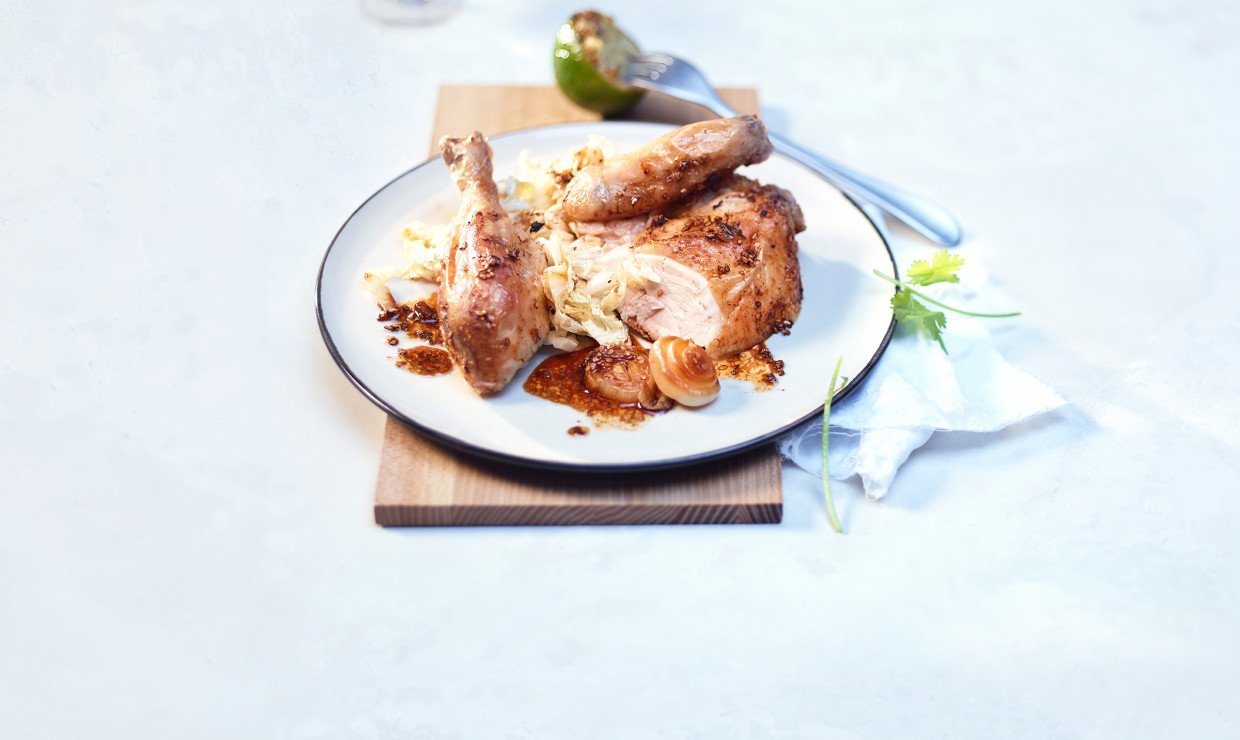 Poularde entière marinée au sésame et au soja - Viande Suisse